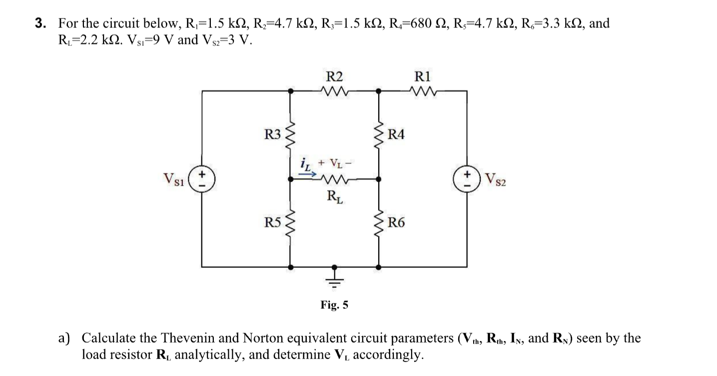 Solved 3. For the circuit below, | Chegg.com