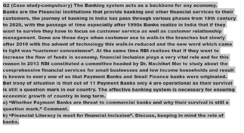 Solved Q2 (Case study-compulsory) The Banking system acts as | Chegg.com
