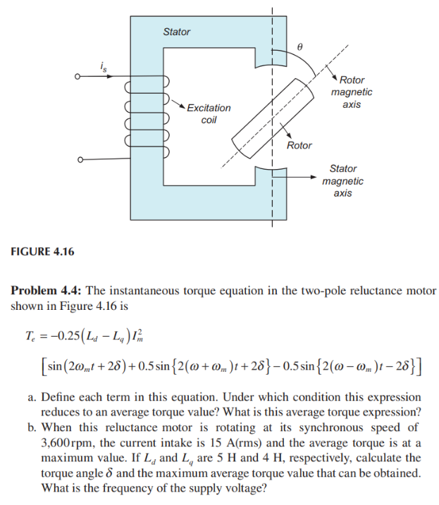 Solved Problem 4.4: The instantaneous torque equation in the | Chegg.com