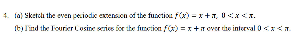 Solved 4. (a) Sketch the even periodic extension of the | Chegg.com