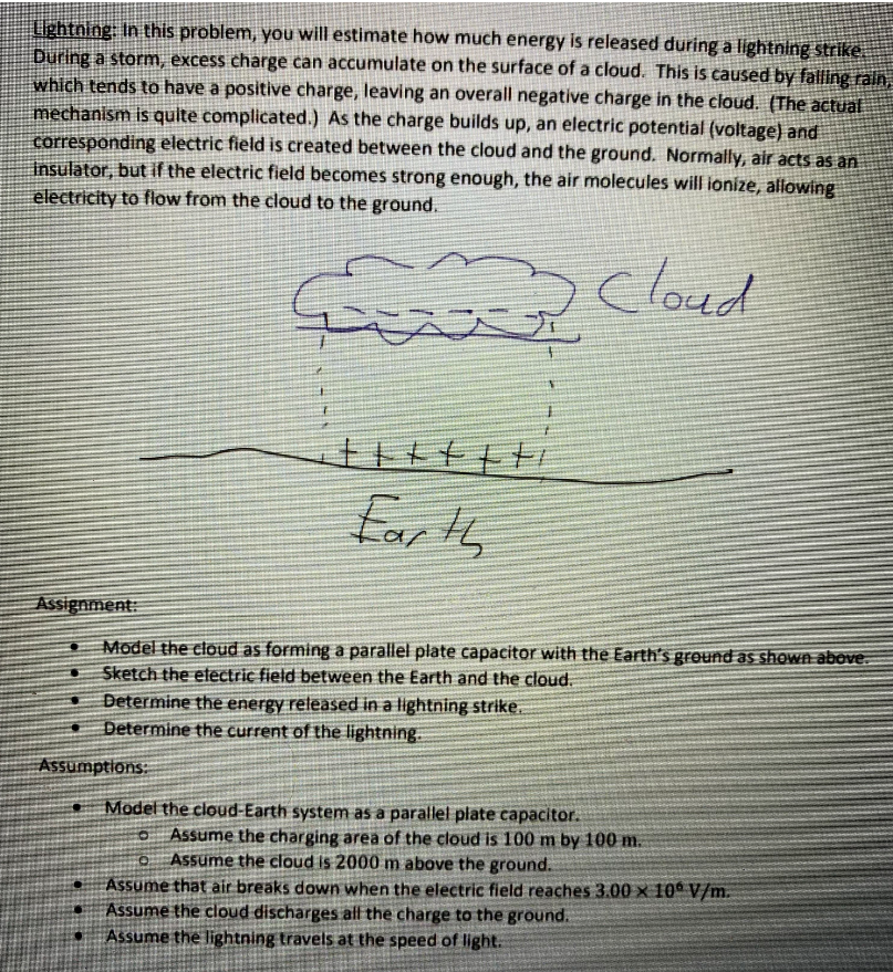 Solved Lightning: In this problem, you will estimate how | Chegg.com