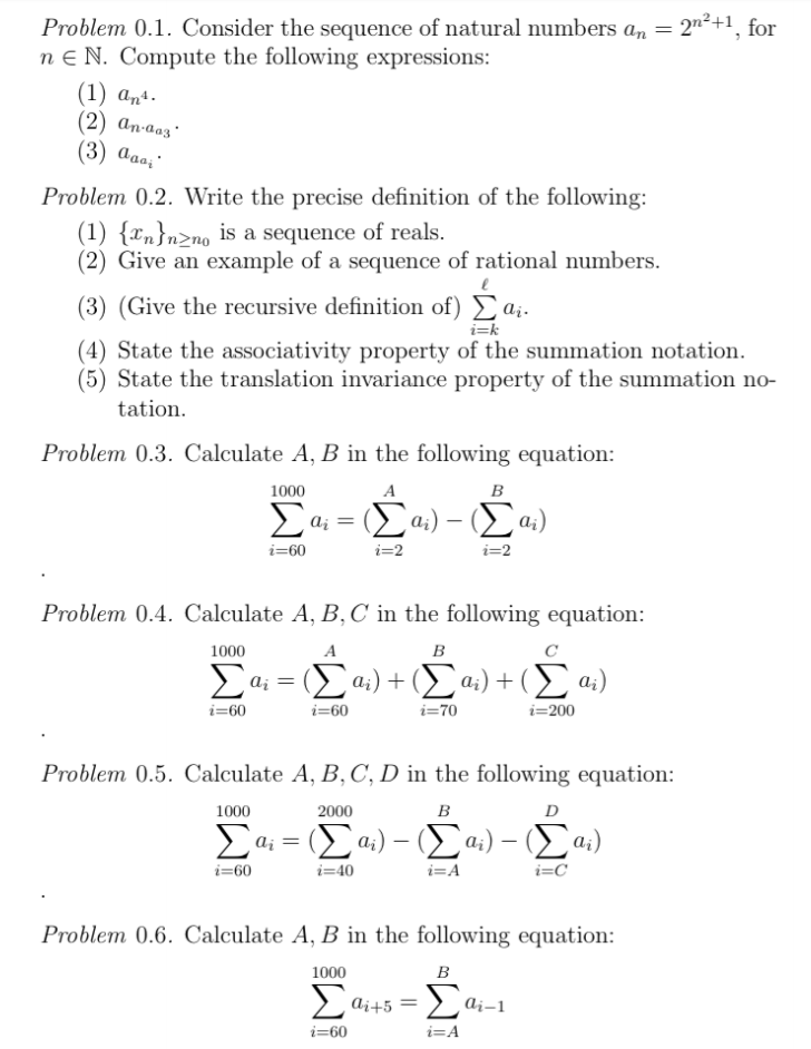 Solved Problem 0.1. Consider the sequence of natural numbers | Chegg.com