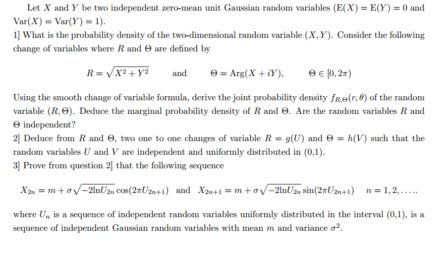 Solved Let X and Y be two independent zero-mean unit | Chegg.com