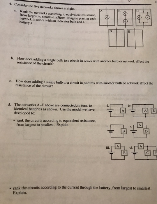 Solved Consider the five networks shown at right. a. Rank | Chegg.com
