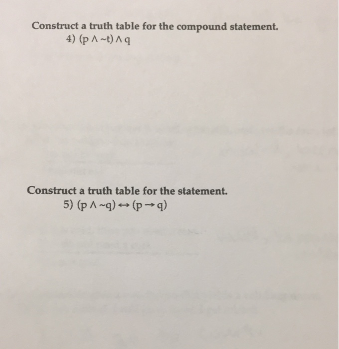 Solved Construct a truth table for the compound statement. | Chegg.com