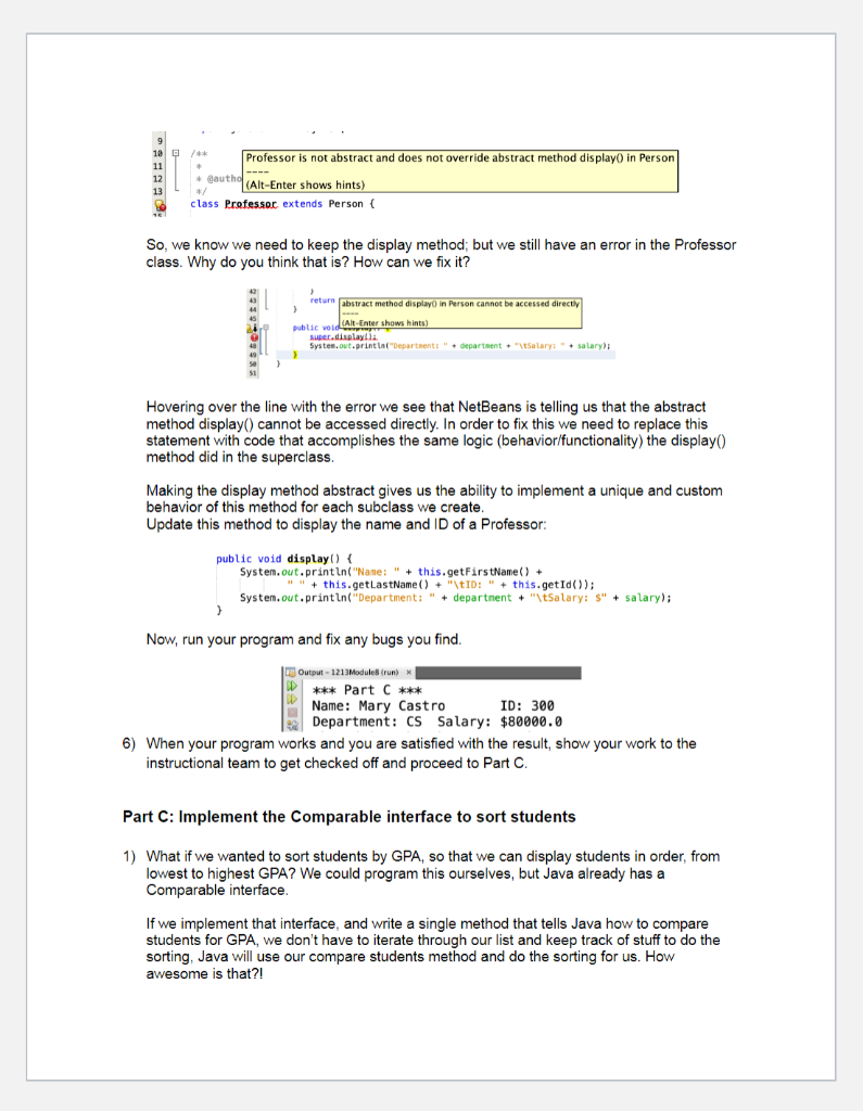 Solved ITSC 1213 - Abstraction and Interfaces ***Please | Chegg.com