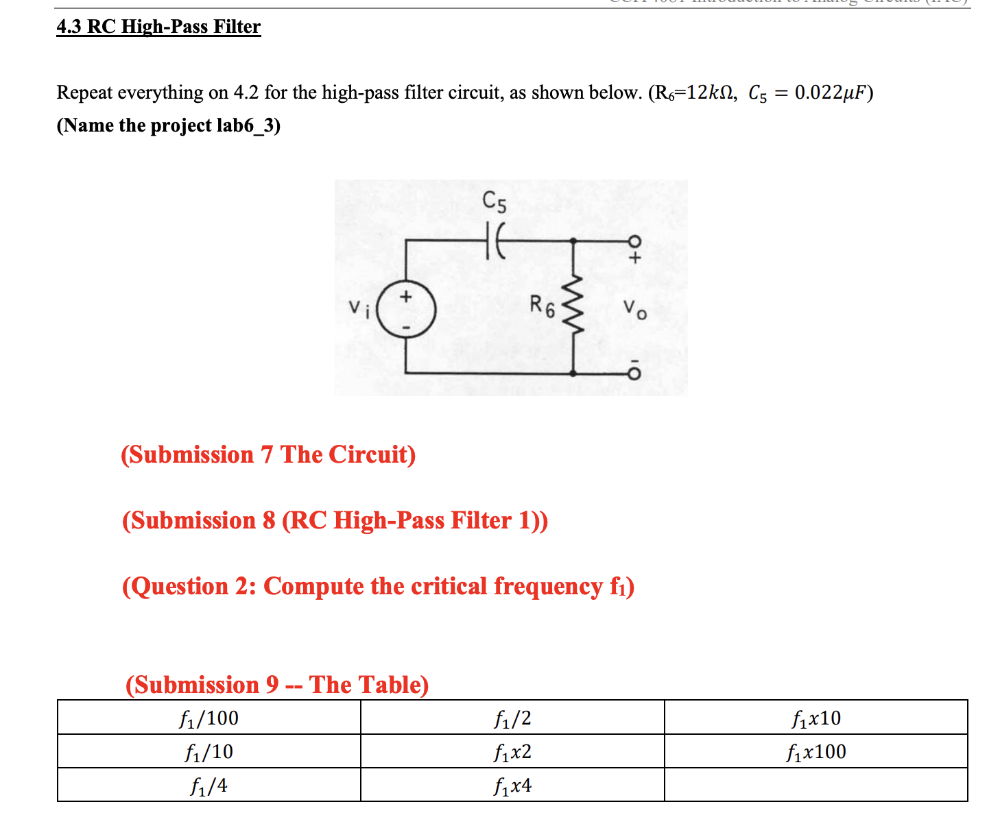Solved Repeat everything on 4.2 ﻿for the high-pass filter | Chegg.com