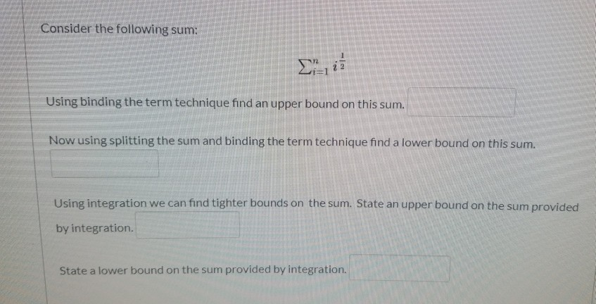 Solved Consider the following sum: 22 Using binding the term | Chegg.com