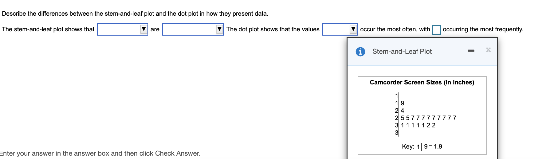 Solved Describe The Differences Between The Stem And Leaf Chegg