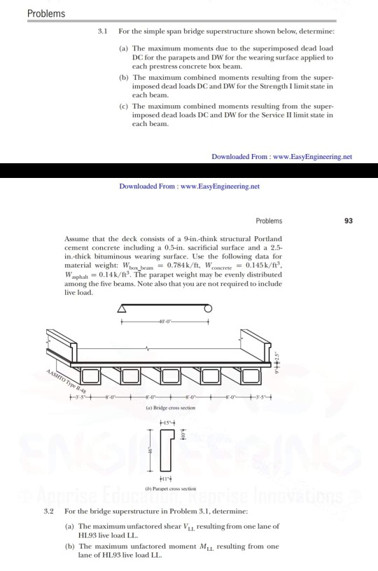 Solved Problems .1 For the simple span bridge superstructure | Chegg.com
