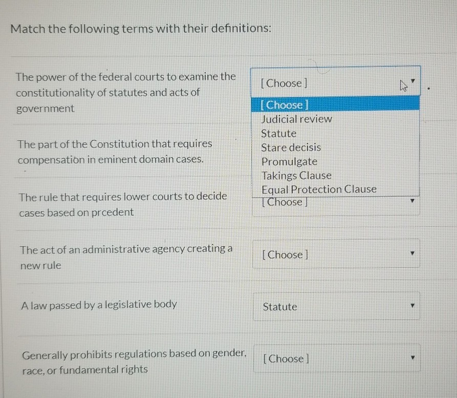 Solved Match the following terms with their definitions: | Chegg.com