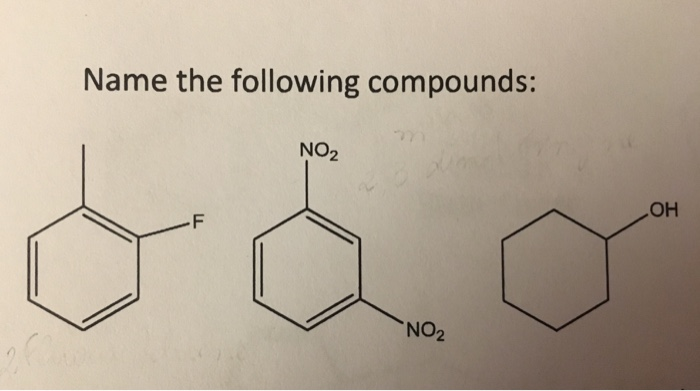 Solved Name the following compounds: NO2 OH NO2 | Chegg.com