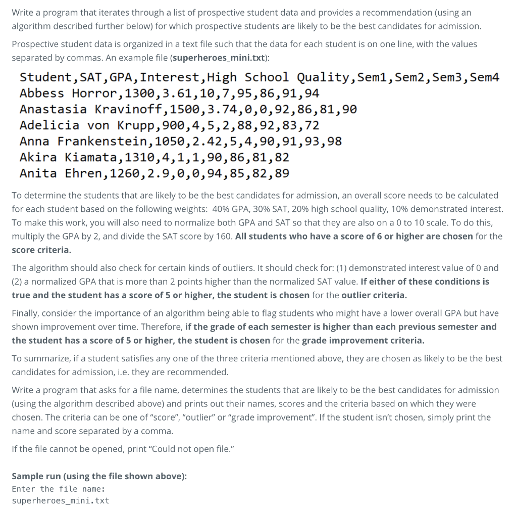 Solved Write A Program That Iterates Through A List Of