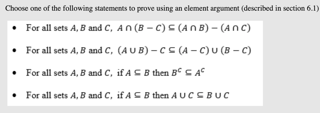 Solved Choose one of the following statements to prove using | Chegg.com