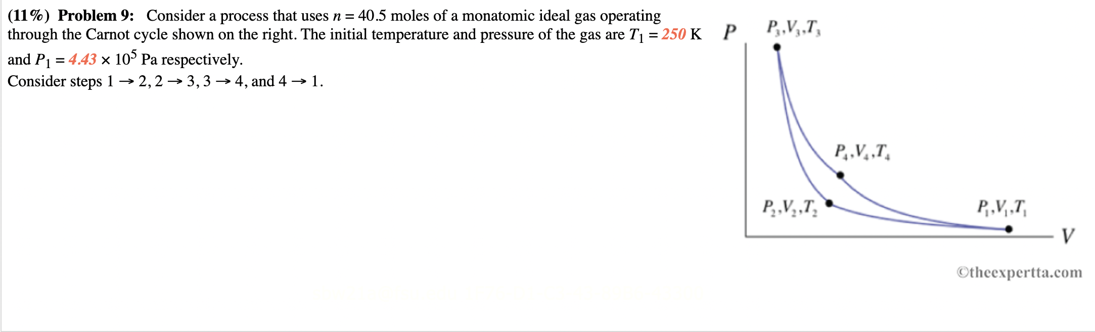 (11\%) Problem 9: Consider a process that uses n=40.5 | Chegg.com
