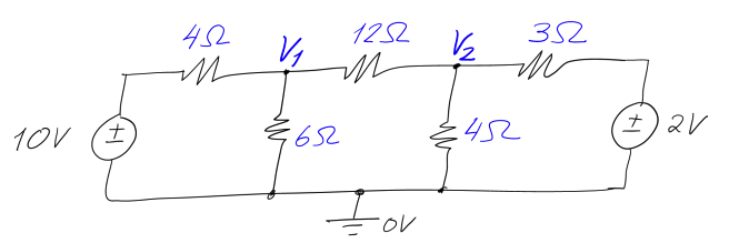 Solved Write The Nodal Analysis Equations For V1 And V2 And 0955