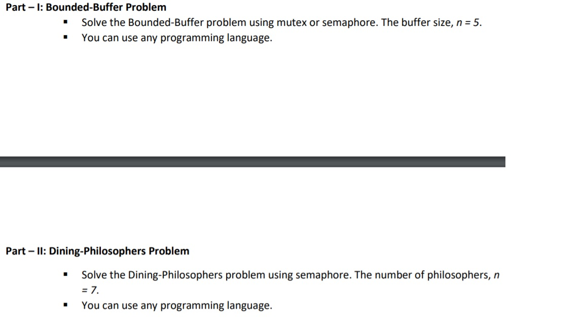Part-1: Bounded-Buffer Problem • Solve the | Chegg.com