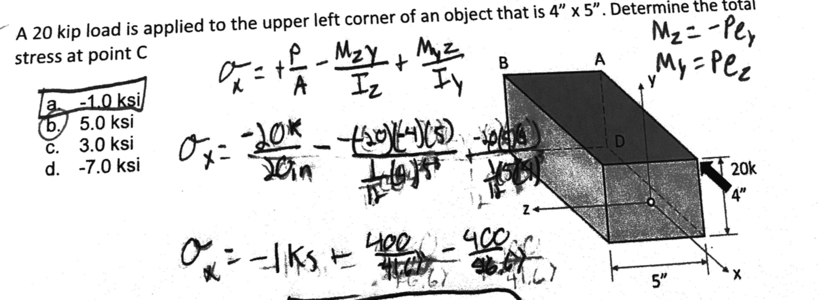 Solved I know the answer is 5 ksi but I do not know how to | Chegg.com