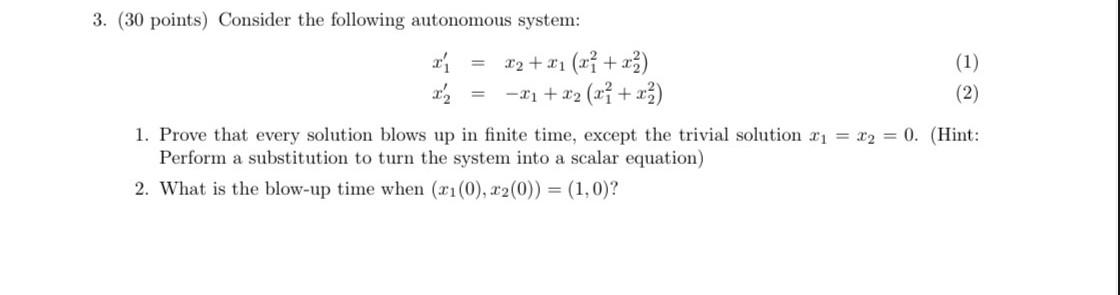 3. (30 points) Consider the following autonomous | Chegg.com