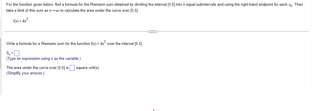 Solved take a limit of this sum as n→∞ to calculate the area | Chegg.com