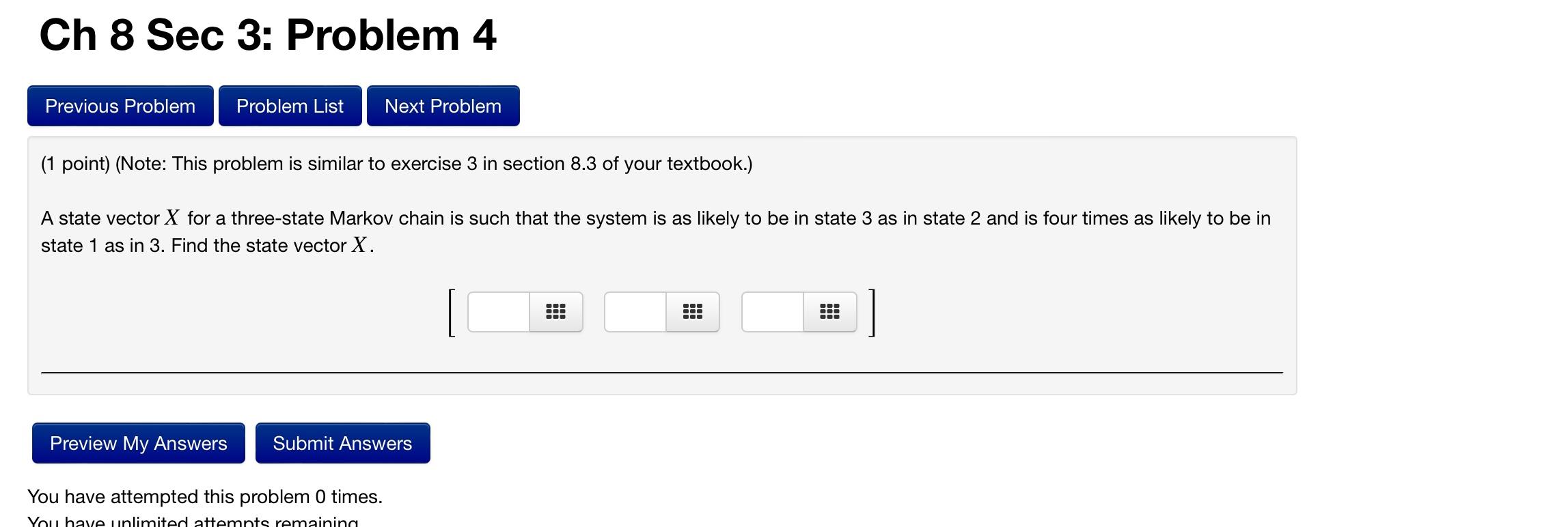 Solved Ch 8 Sec 3: Problem 4 Previous Problem Problem List | Chegg.com