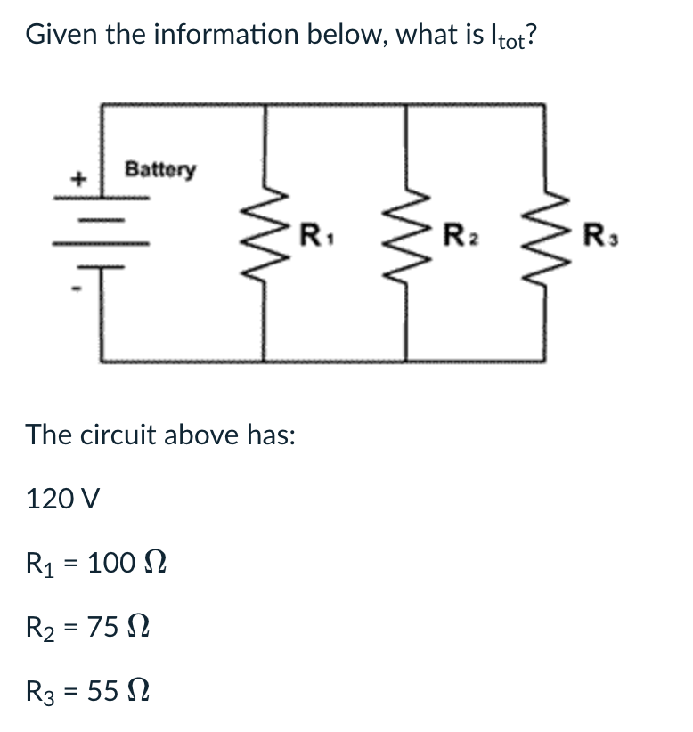 Solved Given the information below, what is Itot ? The | Chegg.com