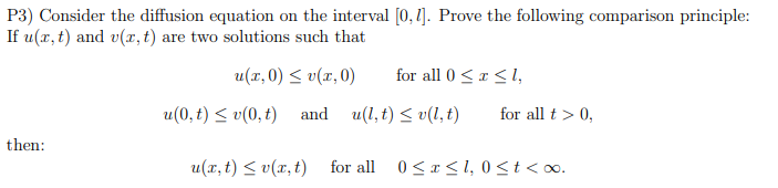 Solved P3) Consider the diffusion equation on the interval | Chegg.com