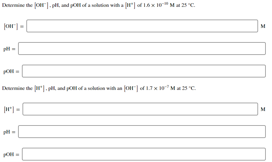 Solved Determine the OH , pH, and pOH of a solution with a | Chegg.com