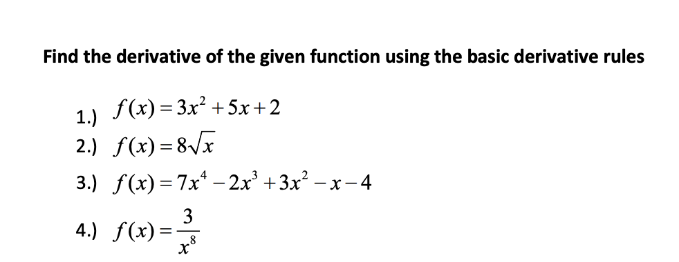 Solved Find the derivative of the given function using the | Chegg.com