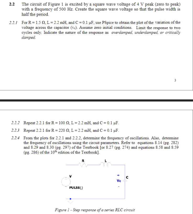 Solved 2.2 ﻿The circuit of Figure 1 ﻿is excited by a square | Chegg.com