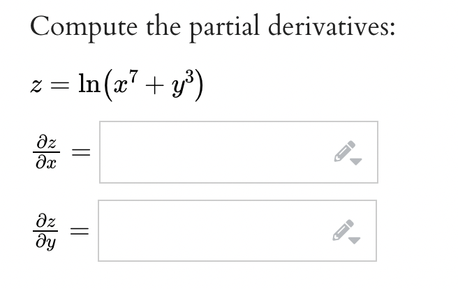 Solved Compute the partial derivative: | Chegg.com