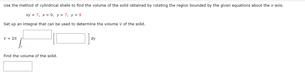 Solved Use the method of cylindrical shells to find the | Chegg.com