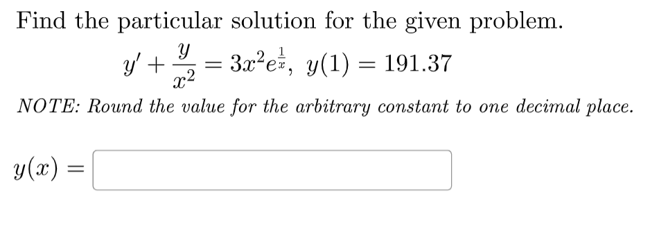 Solved Find the particular solution for the given problem. | Chegg.com