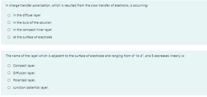 Solved In Charge Transfer Polarization Which Is Resulted