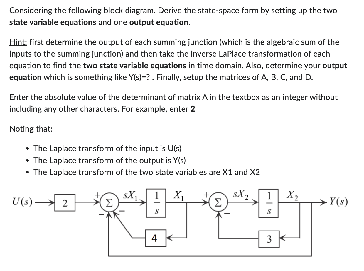 Solved Considering the following block diagram. Derive the | Chegg.com