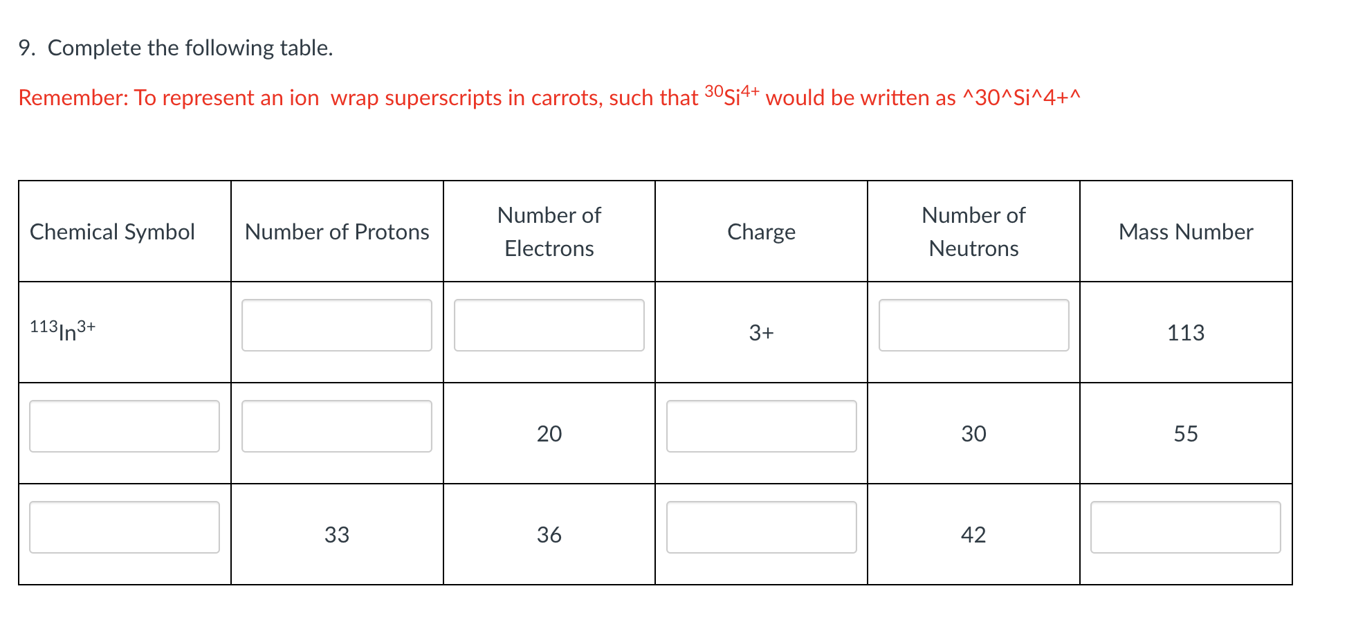 Solved 9. Complete the following table. Remember: To | Chegg.com