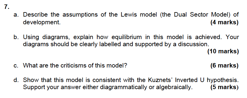 Solved 7. a. Describe the assumptions of the Lewis model | Chegg.com