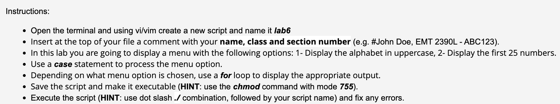 Solved - Open the terminal and using vi/vim create a new | Chegg.com