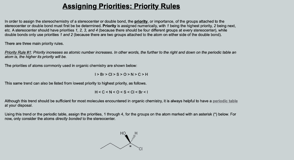 Solved Assigning Priorities: Priority Rules In order to | Chegg.com