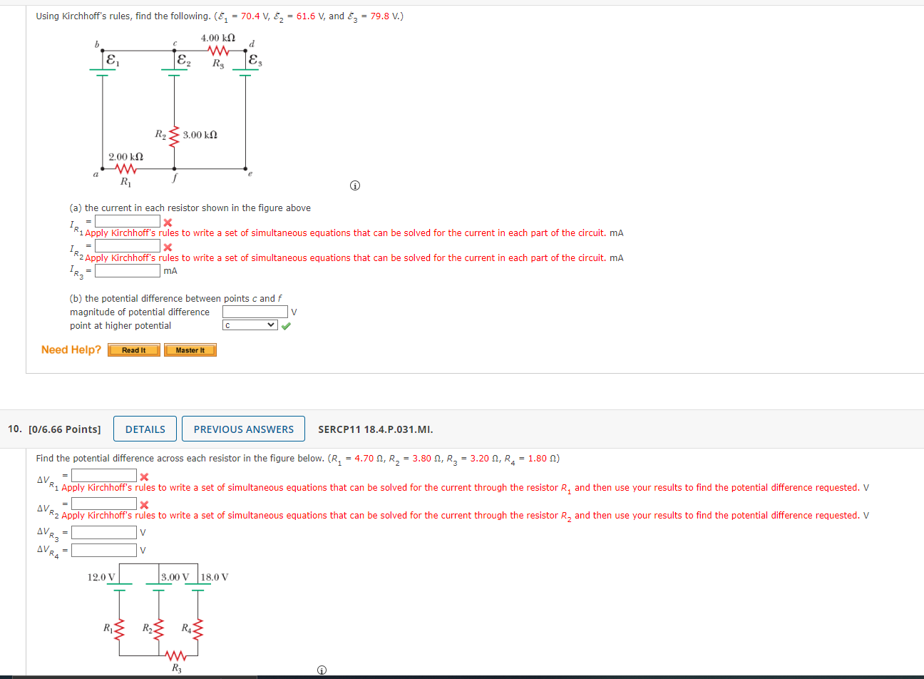 Solved Using Kirchhoff's rules, find the following. (ε1=70.4 | Chegg.com