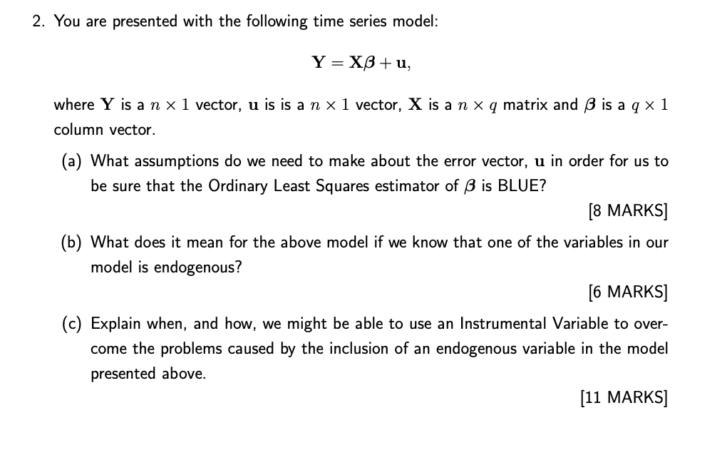 Solved 2. You are presented with the following time series | Chegg.com