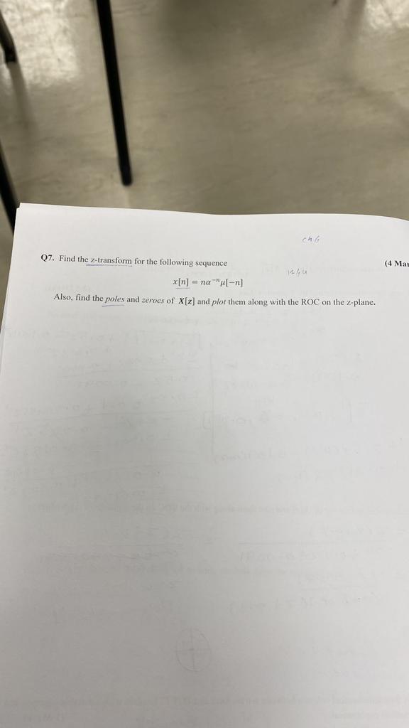 Solved Q7. Find the z-transform for the following sequence | Chegg.com