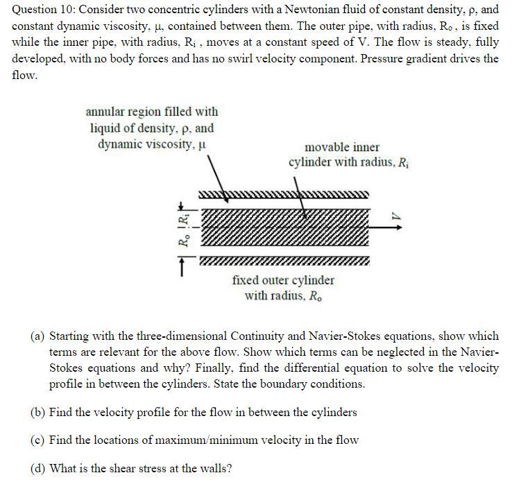 Question 10: Consider two concentric cylinders with a | Chegg.com