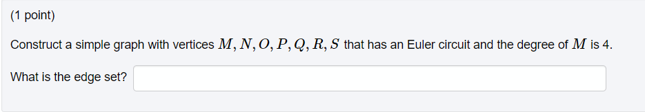 Solved (1 point) Construct a simple graph with vertices M, | Chegg.com