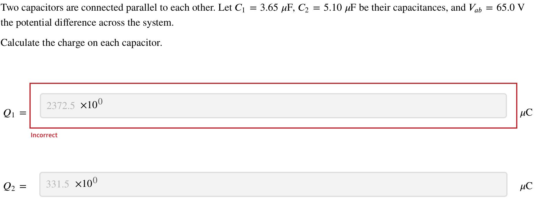 Solved Two capacitors are connected parallel to each other. | Chegg.com