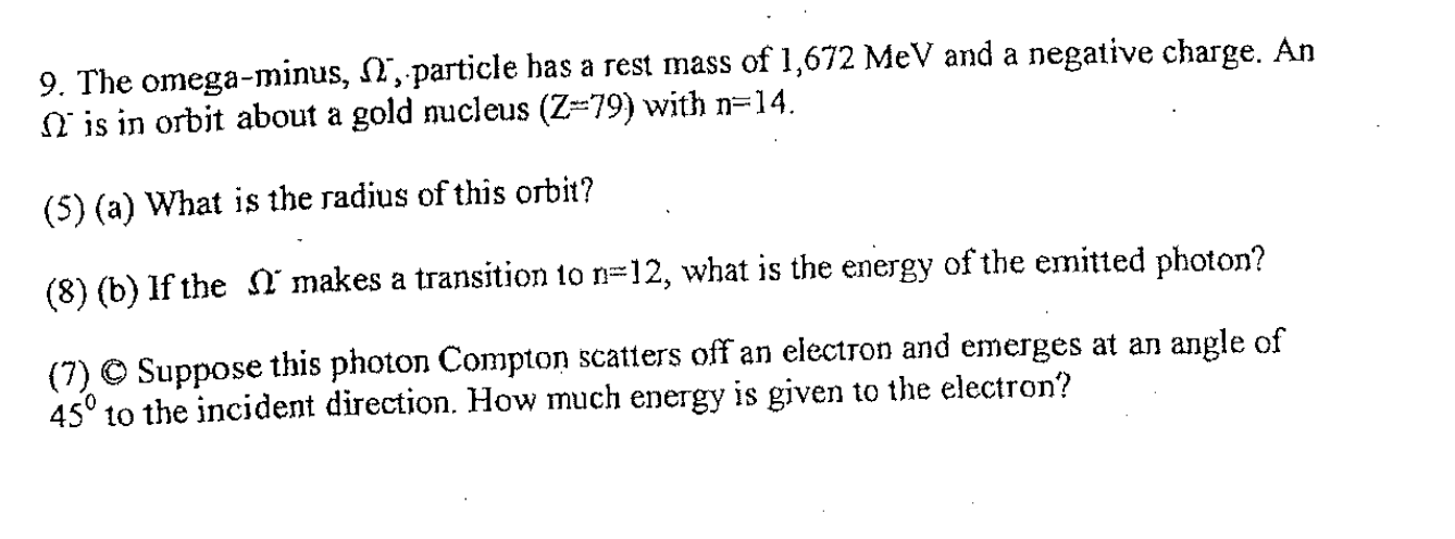 Solved 9. The omega-minus, 12, particle has a rest mass of | Chegg.com