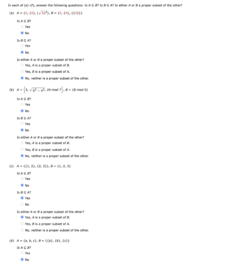 Solved In each of (a)-(f), answer the following questions: | Chegg.com