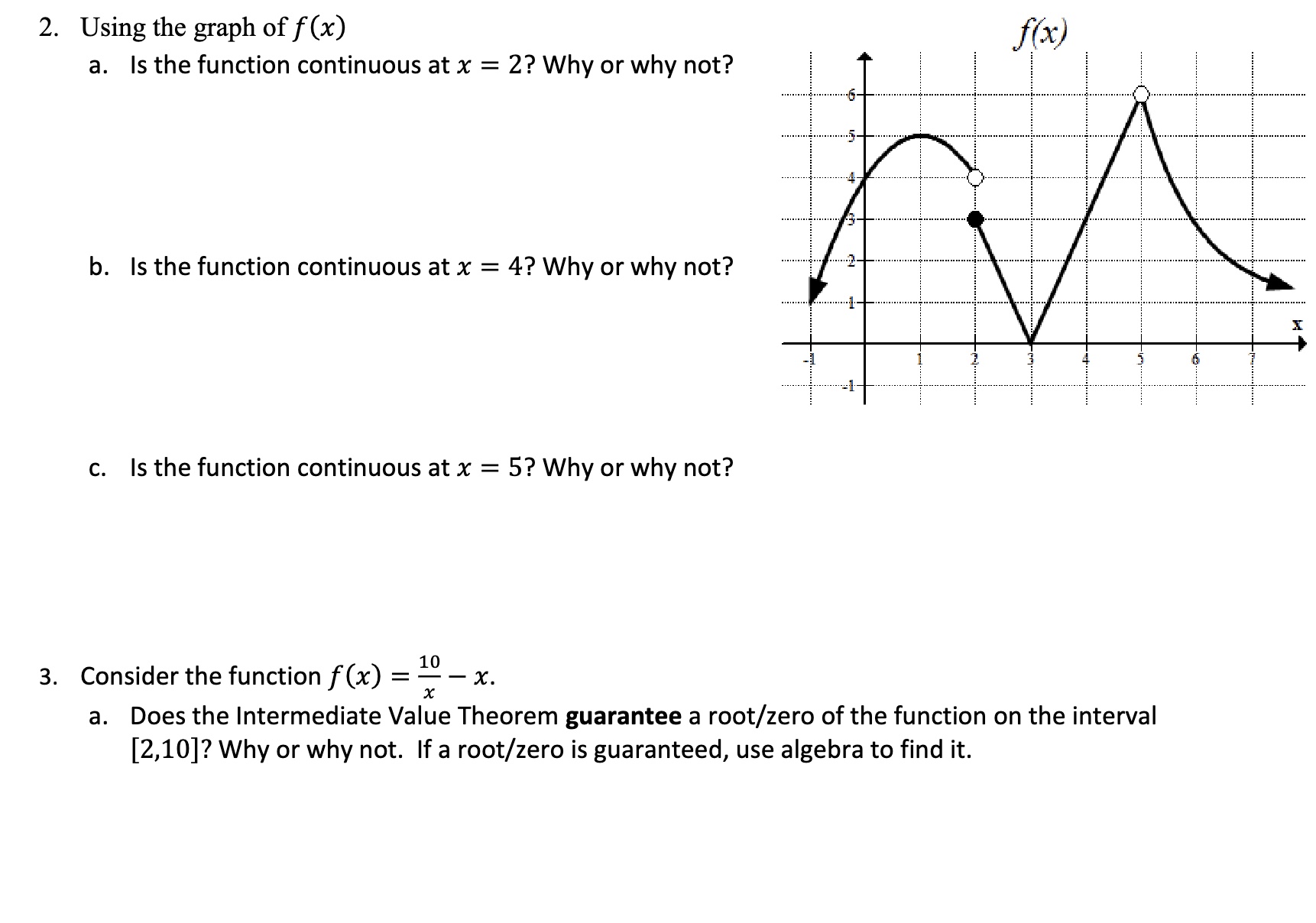 Solved Consider the function f(x)=10x-x.a. ﻿Does the | Chegg.com