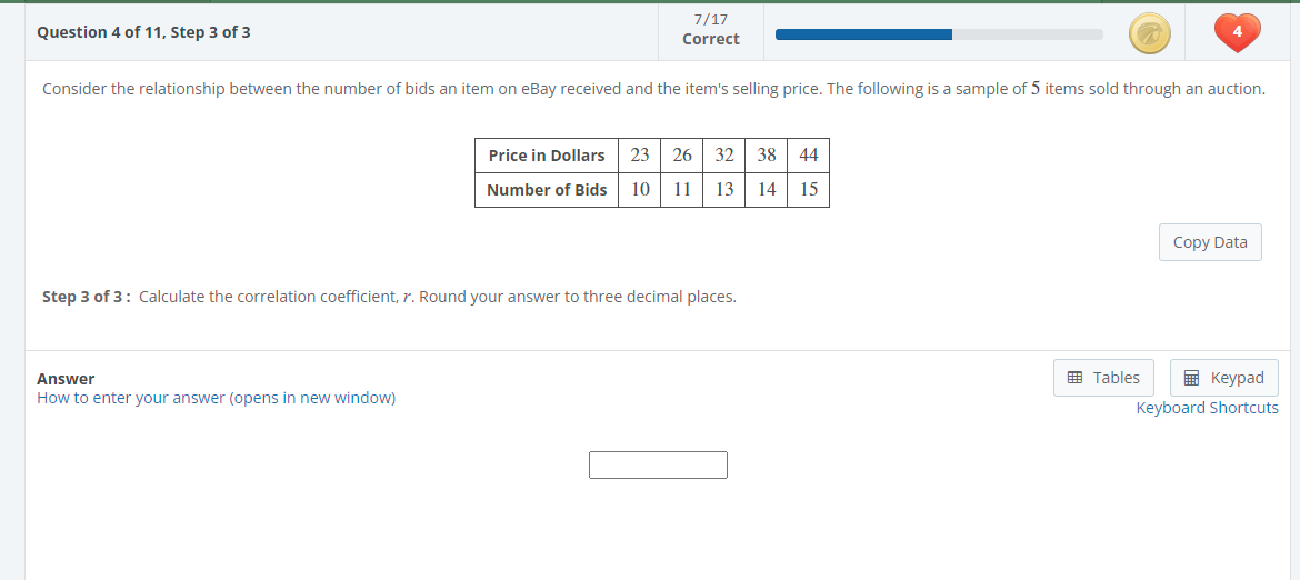 Solved Step 3 of 3: Calculate the correlation coefficient, | Chegg.com