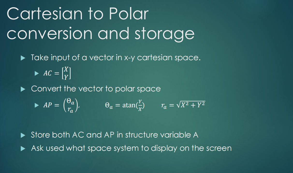 Solved Cartesian to Polar conversion and storage = Take | Chegg.com